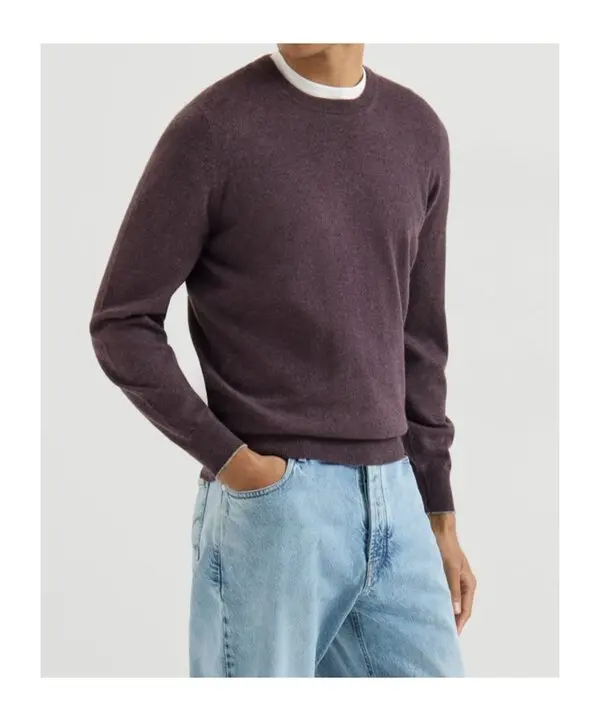 Brunello Cucinelli Ribbed Cashmere Crewneck Sweater - Brown