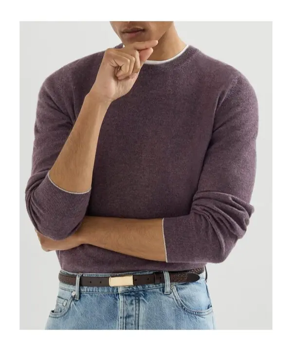 Brunello Cucinelli Ribbed Cashmere Crewneck Sweater - Brown