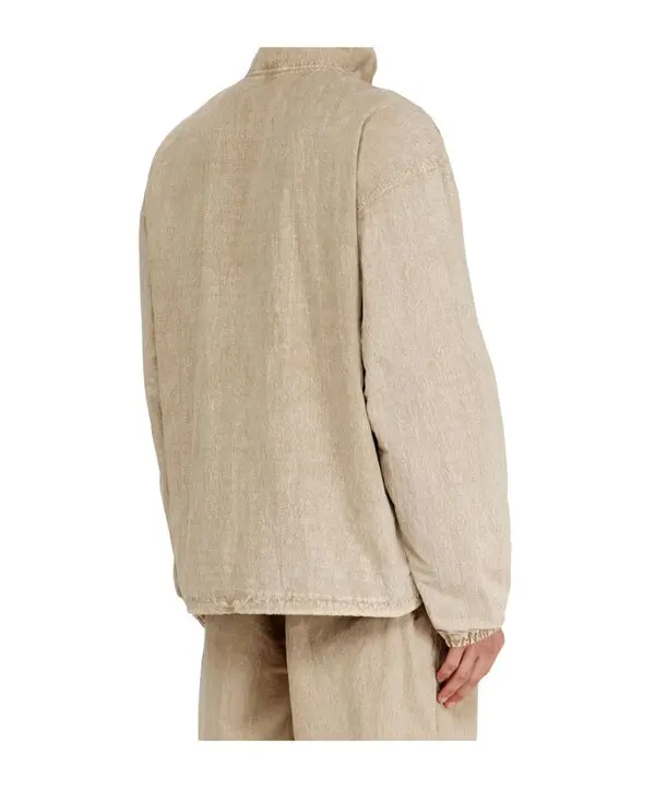 DIESEL® Garment-dyed Zip-up Jacket With Logo Detail - Beige