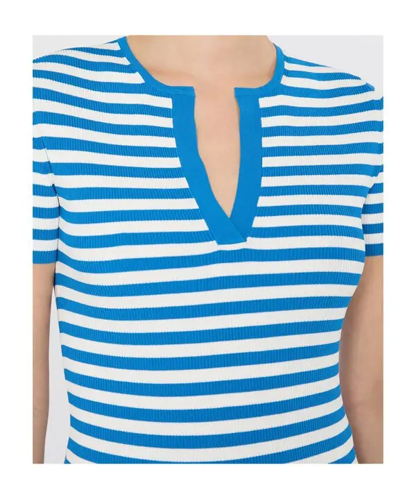 Max Mara Striped V-neck Knit Top With Tie Detail