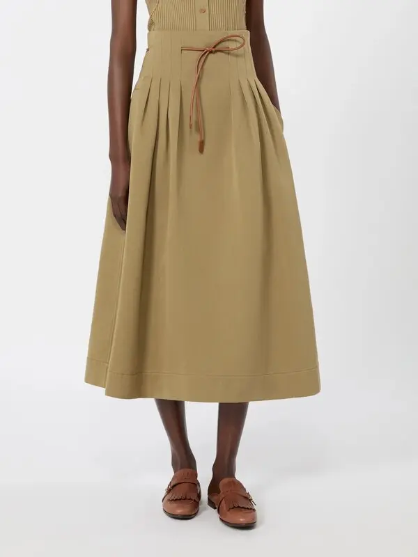Max Mara Pleated Belted Skirt - Khaki