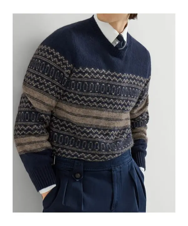 Brunello Cucinelli Fair Isle Crew Neck Sweater