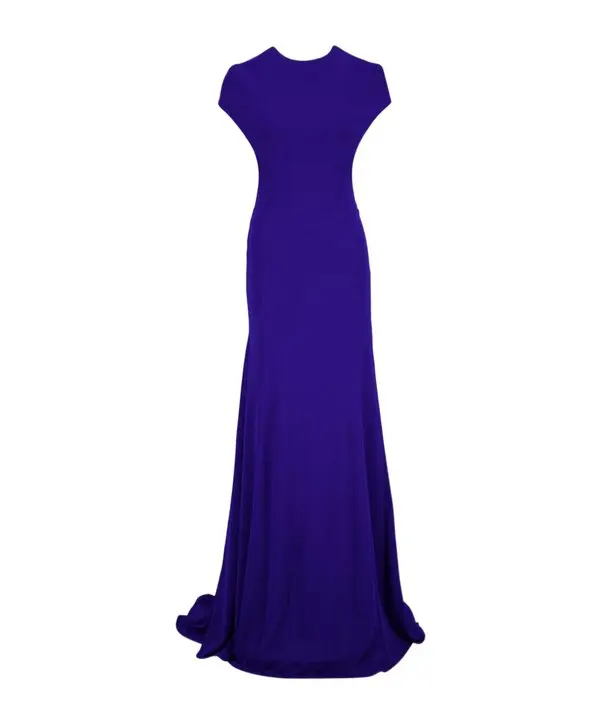 TOM FORD Backless Short-sleeved Trailing Gown - Clematis Blue