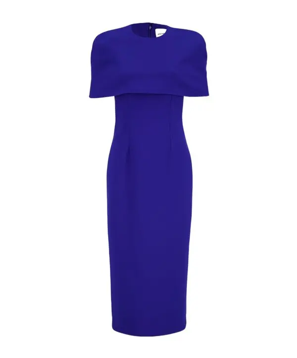 Roland Mouret Cape-overlay Crepe Midi Dress - Blue