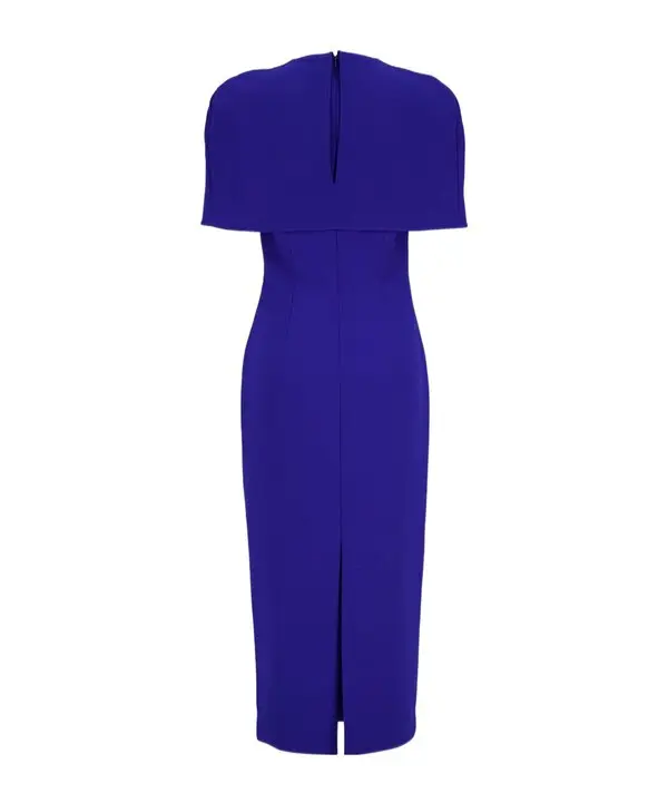 Roland Mouret Cape-overlay Crepe Midi Dress - Blue