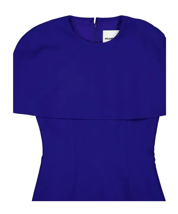 Roland Mouret Cape-overlay Crepe Midi Dress - Blue