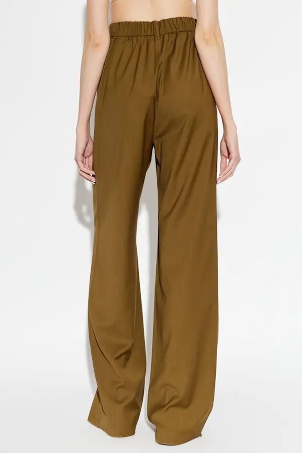 Max Mara Wide Leg Pleated Trousers With Elastic Waist - Brown