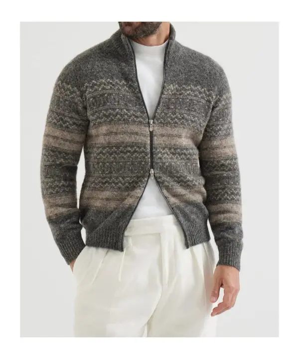 Brunello Cucinelli Fair Isle Zip-up Sweater
