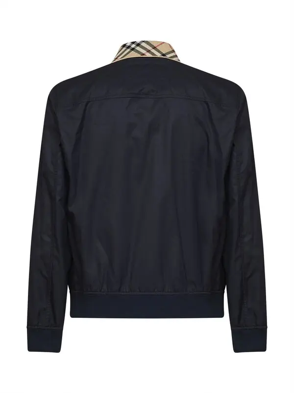 Burberry Glenfields Harrington Jacket With Knitted Check Collar