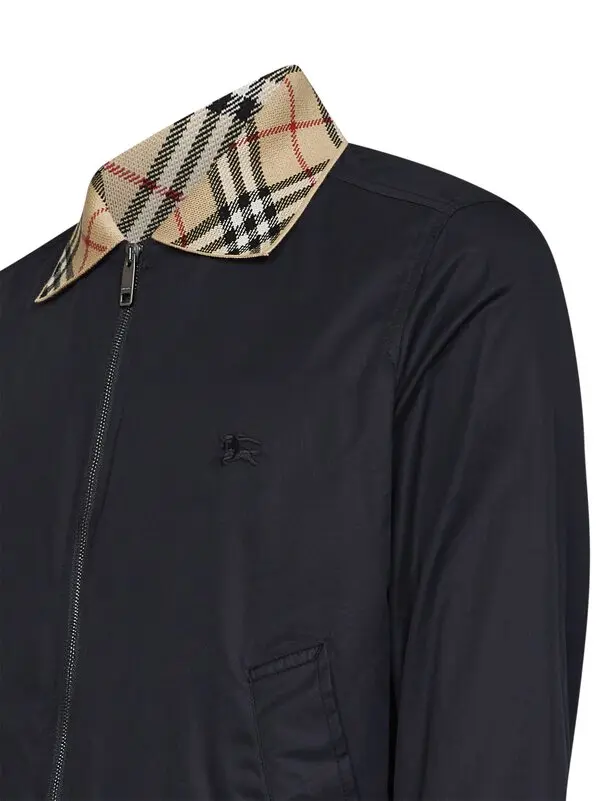 Burberry Glenfields Harrington Jacket With Knitted Check Collar