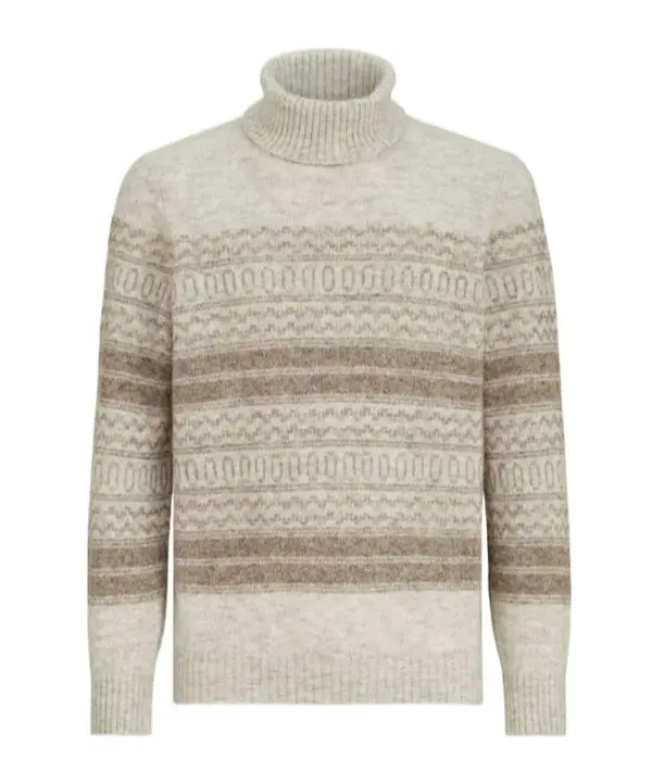 Brunello Cucinelli Fair Isle Turtleneck Sweater - Maroon