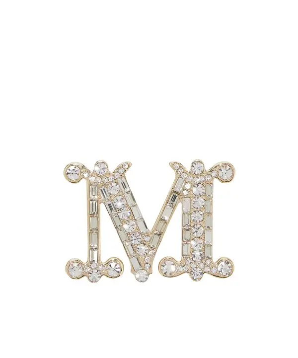 Max Mara Bath2 Crystal-embellished M Brooch - Optical White