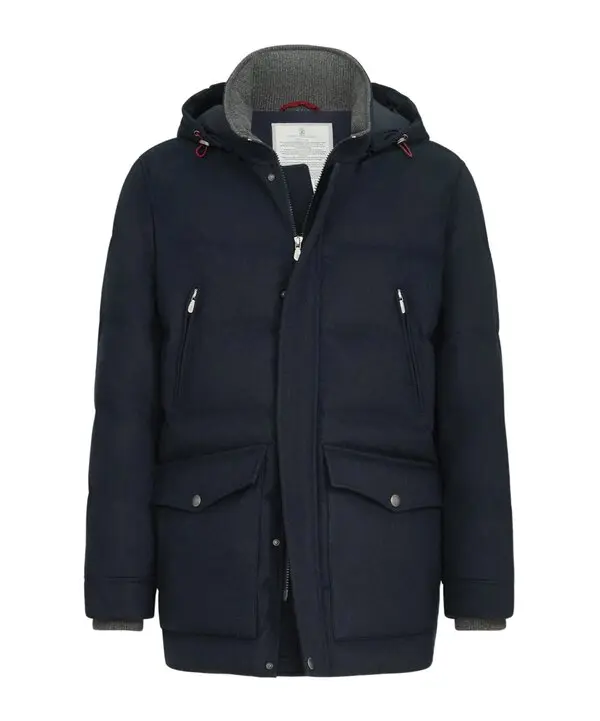 Brunello Cucinelli Quilted Hooded Parka Coat - Blue