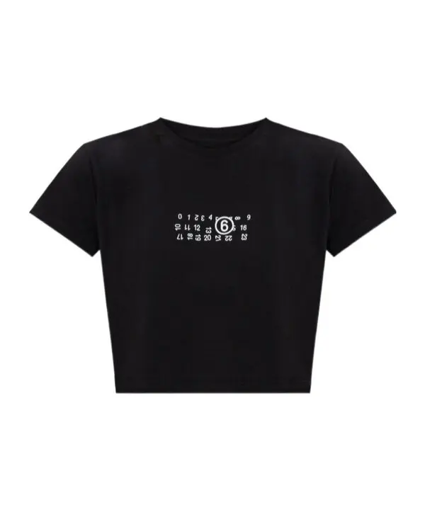 MAISON MARGIELA Cropped Logo T-shirt - Black