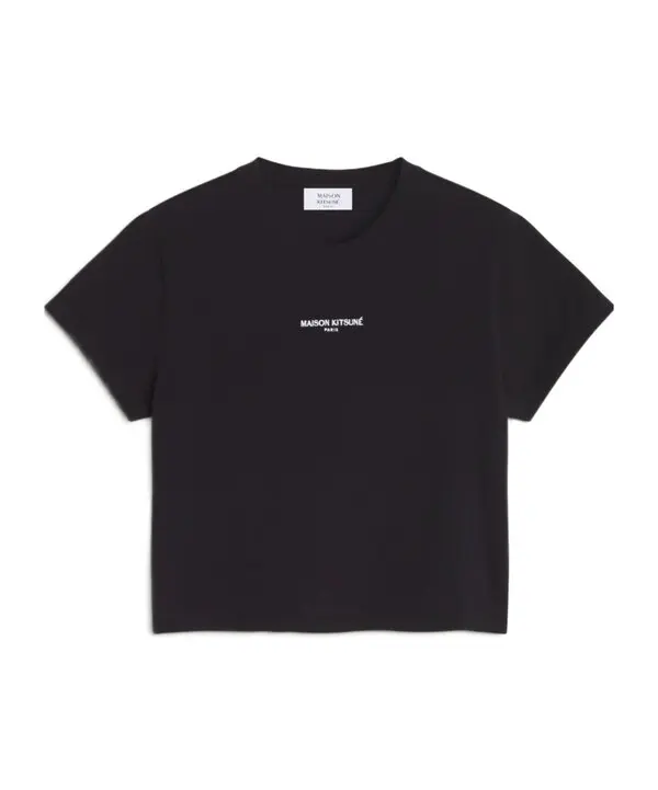 Maison Kitsuné Logo Embroidered T-shirt - Black