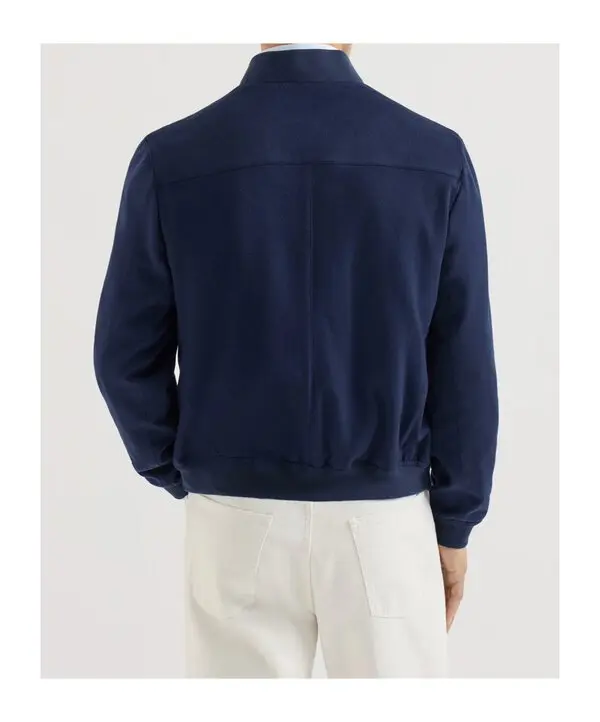 Brunello Cucinelli Lightweight Cashmere Flannel Bomber Jacket