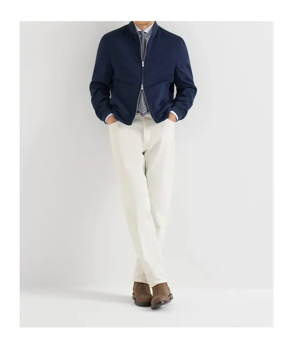 Brunello Cucinelli Lightweight Cashmere Flannel Bomber Jacket