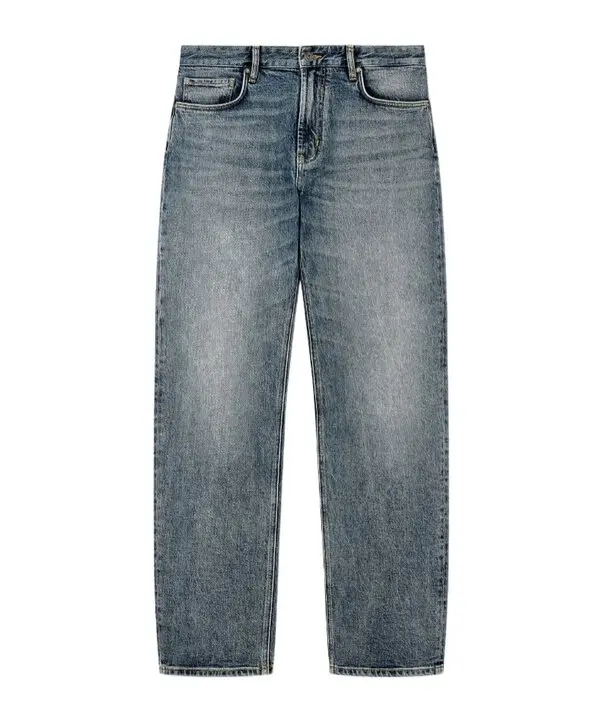 Emporio Armani Regular Fit Five-pocket Whiskered Denim Jeans - Blue