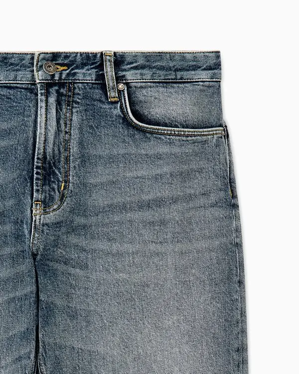 Emporio Armani Regular Fit Five-pocket Whiskered Denim Jeans