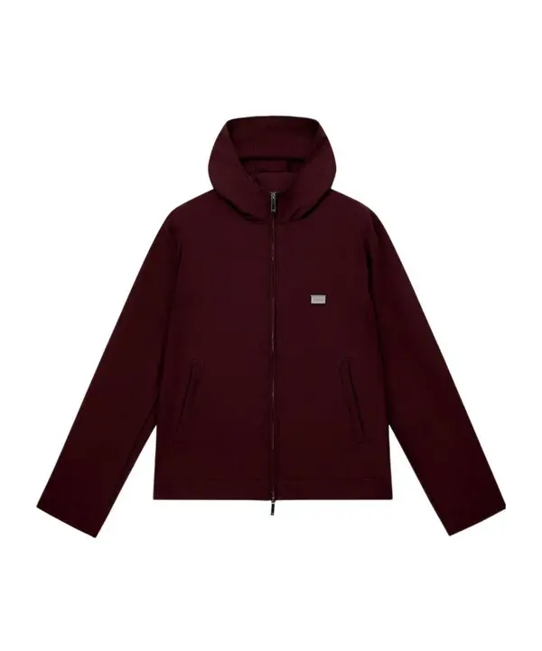 Emporio Armani Padded Seersucker Blouson Jacket With Hood And Full Zip - Burgundy