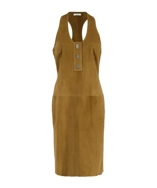 FERRAGAMO Racer Back Dress With Hug Buckle Detail - Clay