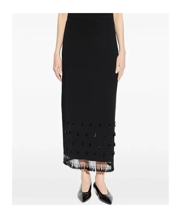 BY MALENE BIRGER Embellished Fringed Midi Skirt - Black