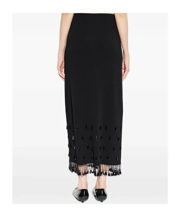 BY MALENE BIRGER Embellished Fringed Midi Skirt - Black