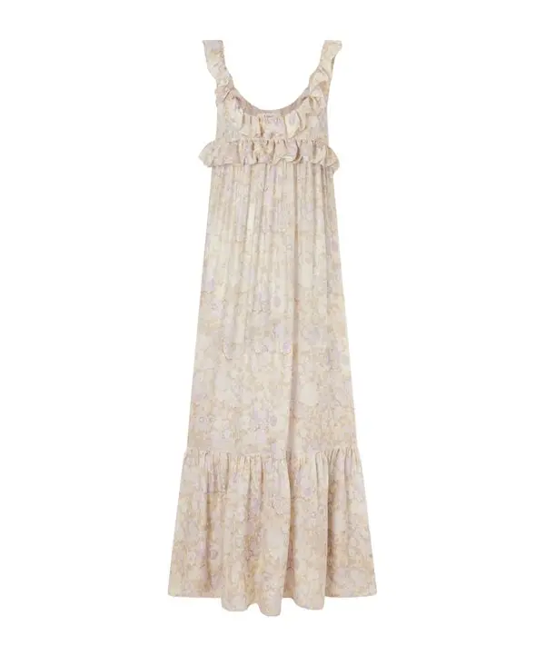 Chloé Ruffled Floral-print Silk-charmeuse Wide-leg Pants - Multi-color