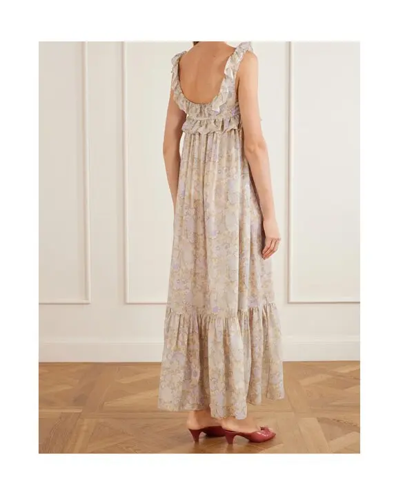 Chloé Ruffled Floral-print Silk-charmeuse Wide-leg Pants