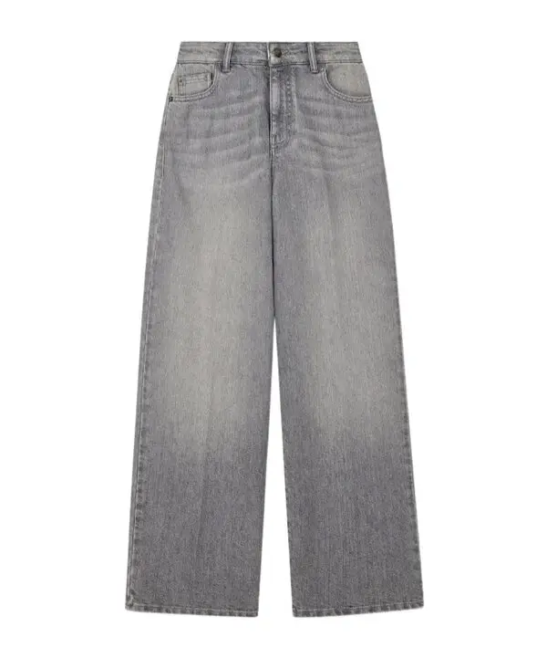 Emporio Armani Rigid Denim High-waisted Wide-leg Jeans - Grey