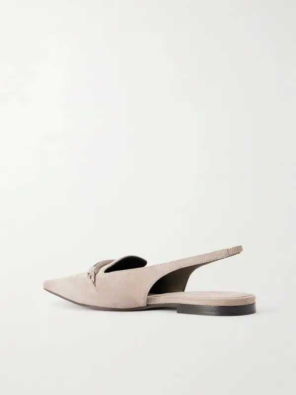 Brunello Cucinelli Suede Pointed-toe Slingback Flats