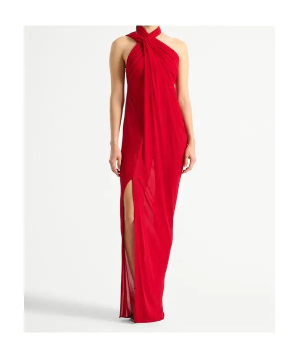 Balmain Long Draped Jersey Dress