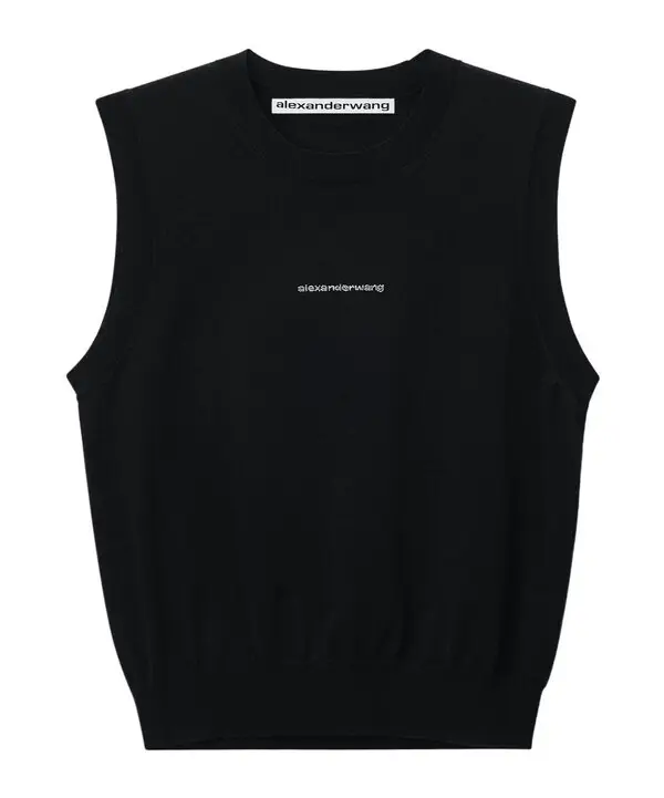 Alexander Wang Crystal-logo Tank Top - Black