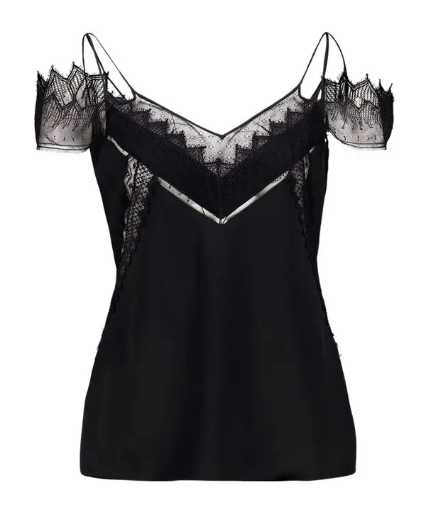 TOM FORD Lace-trim Satin Top - Black