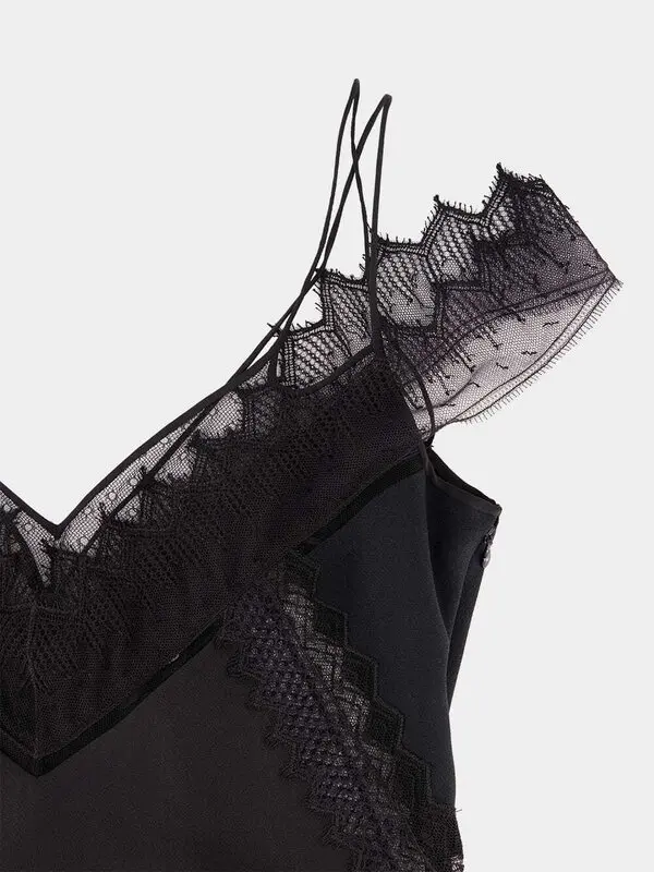 TOM FORD Lace-trimmed Satin Top