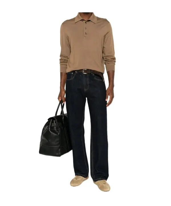 TOM FORD Long-sleeved Polo Shirt - Black