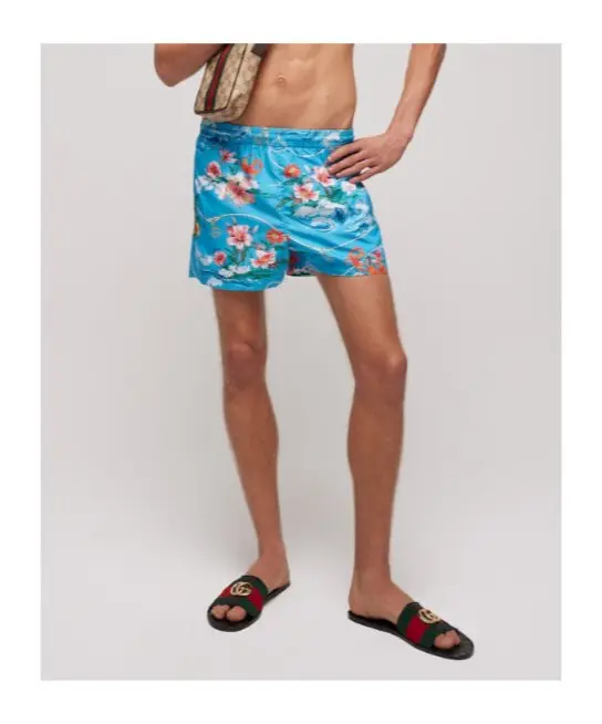 Gucci Floral Print Polyester Poplin Swim Shorts - Multi-color