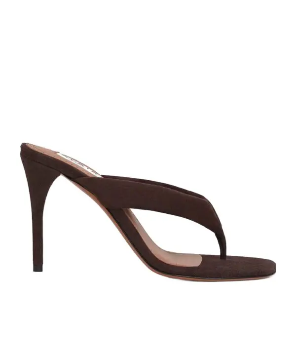 Alaïa Heel Thong Mules In Suede - Dark Brown