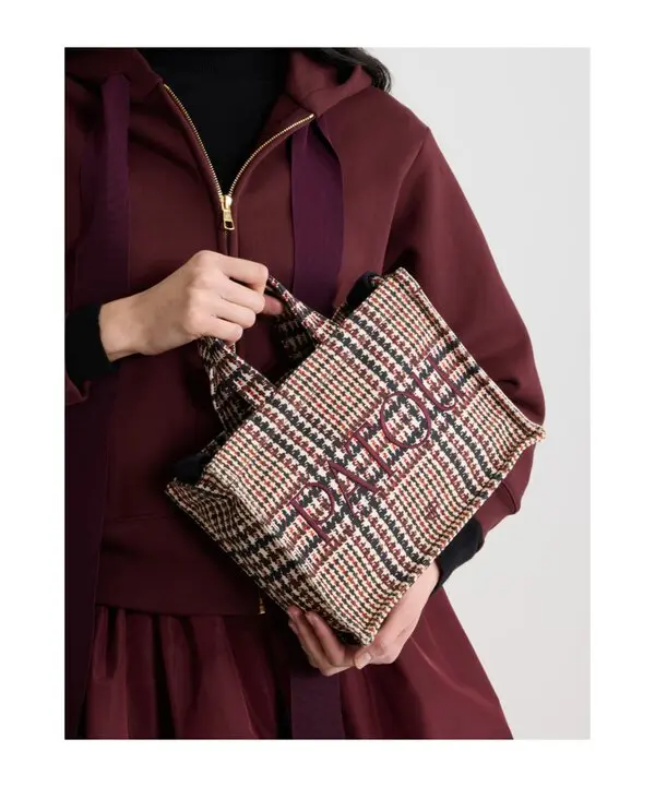 PATOU Houndstooth Embroidered Tote Bag