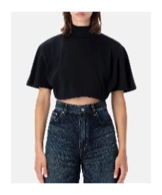 Alaïa Cropped High Neck T-shirt - Black