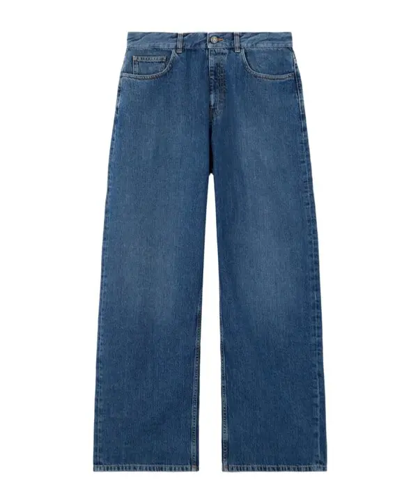 Palm Angels Logo Back Wide-leg Jeans - Medium Blue
