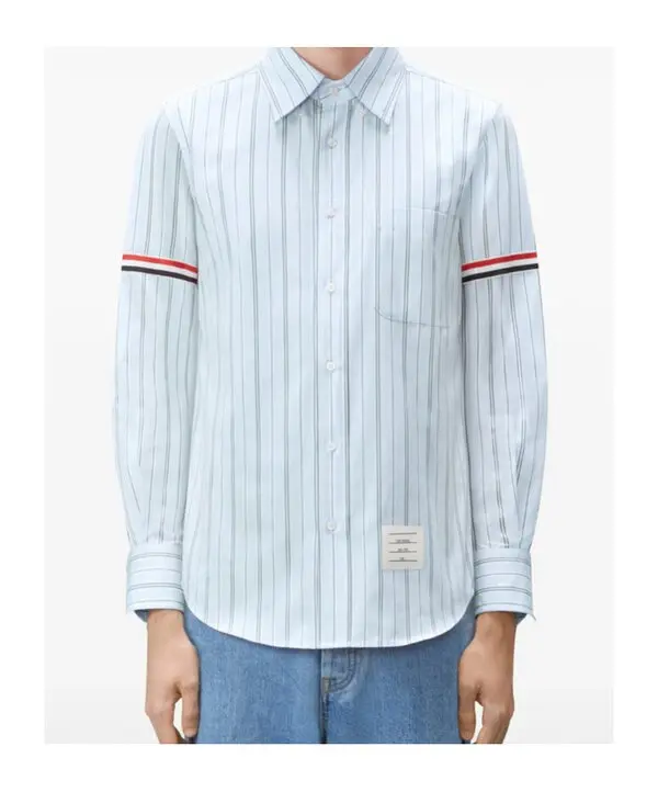 Thom Browne Madras Long-sleeved Striped Shirt