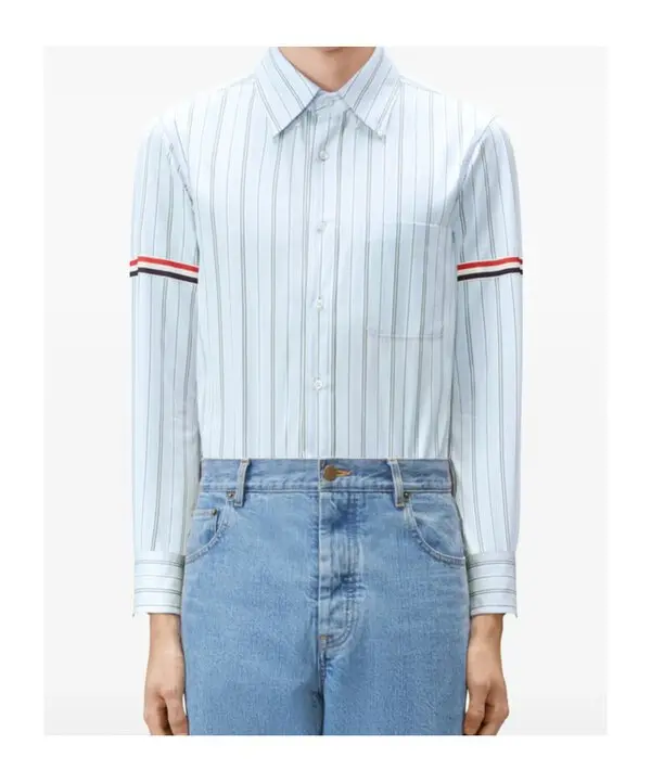 Thom Browne Madras Long-sleeved Striped Shirt