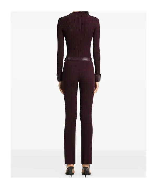 COURREGES Vinyl-trim Ribbed-knit Cardigan
