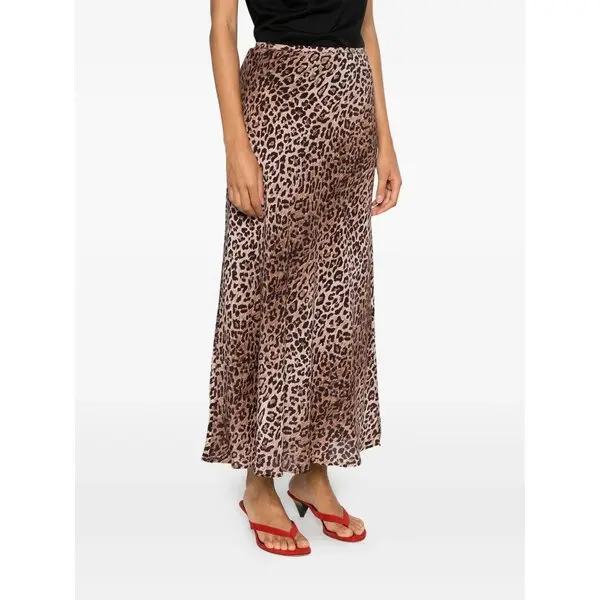 Rixo Leopard Print Midi Skirt