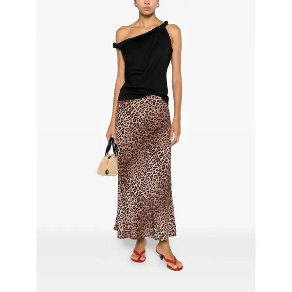 Rixo Leopard Print Midi Skirt