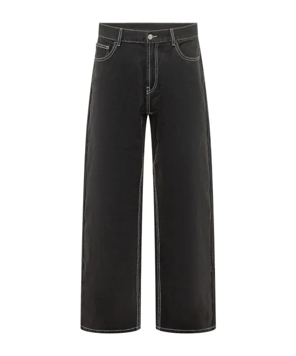 Palm Angels Logo Patch Straight Leg Jeans - Black