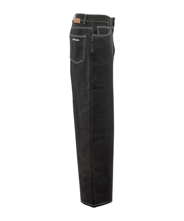 Palm Angels Logo Patch Straight Leg Jeans