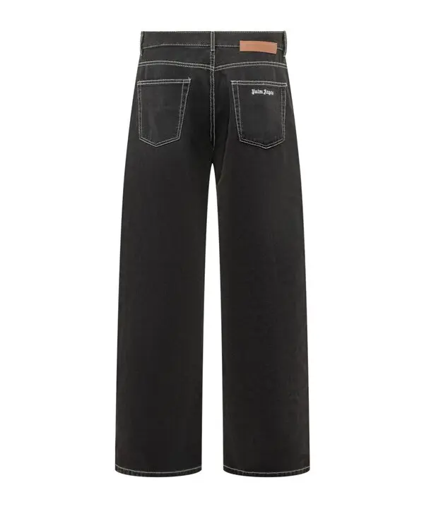 Palm Angels Logo Patch Straight Leg Jeans