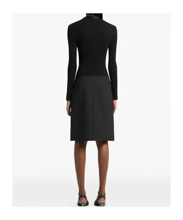 COURREGES Ribbed Long Sleeve T-shirt With Vinyl Collar